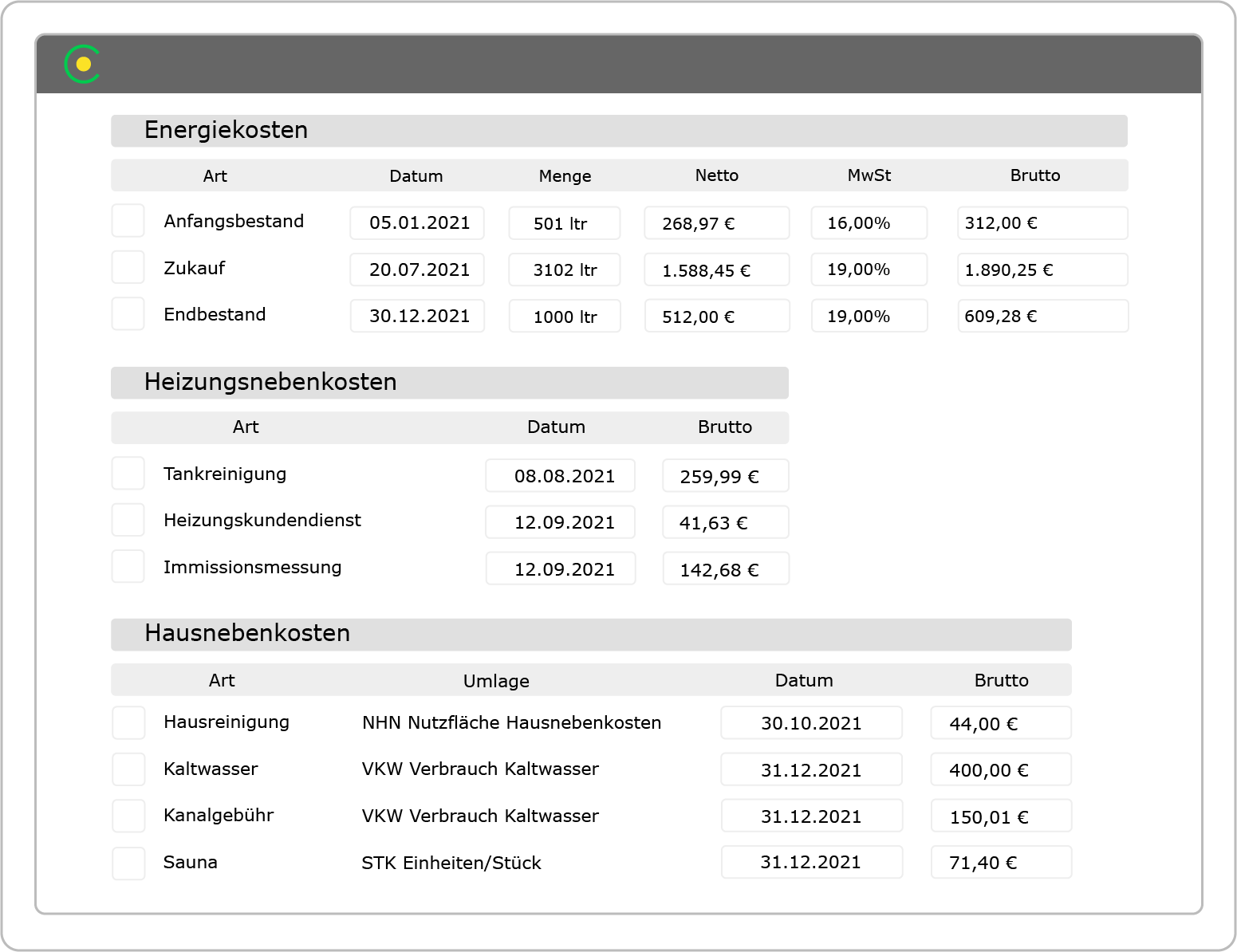 Heizkosten abrechnen - Casameta